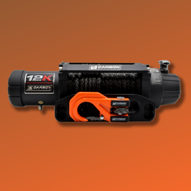 Carbon Offroad VER.3 12 Voltage 12000 lb Electric 4x4 Winch with Black Rope & Orange Hook